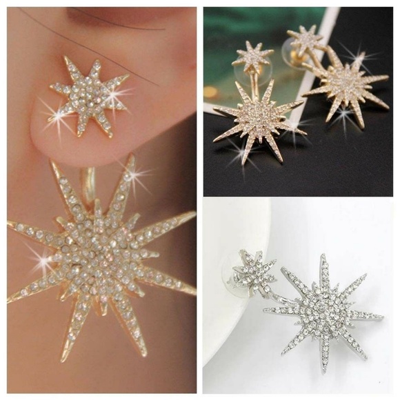 Jewelry | 1 Pair Crystal Rhinestone Dangle Star Earrings | Poshmark